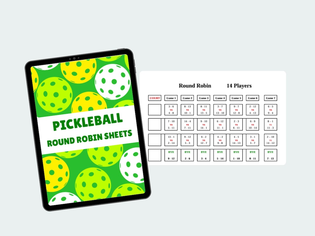 Pickleball Round Robin Sheets Printable Sign up Sheet Round Robin Play ...