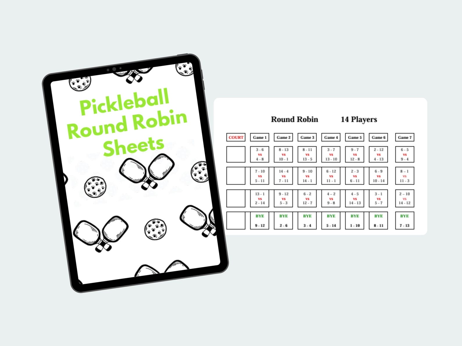 Pickleball Round Robin Sheets Printable Sign up Sheet Round Robin Play ...