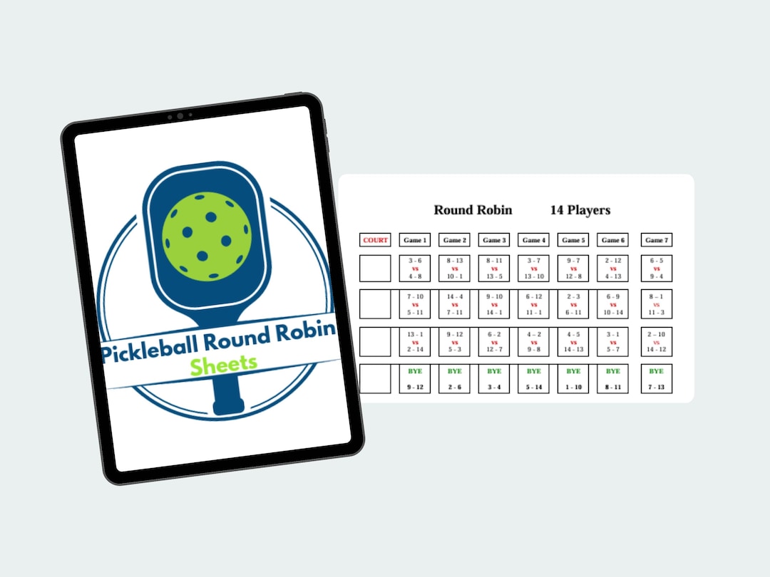 Pickleball Round Robin Sheets Printable Sign up Sheet Round Robin Play ...