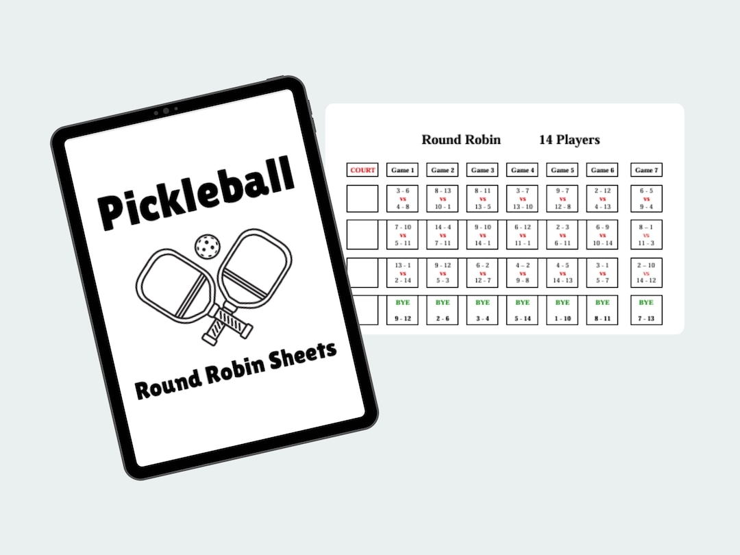 Pickleball Round Robin Sheets: 8-35 Player Sign-up (digital Download ...