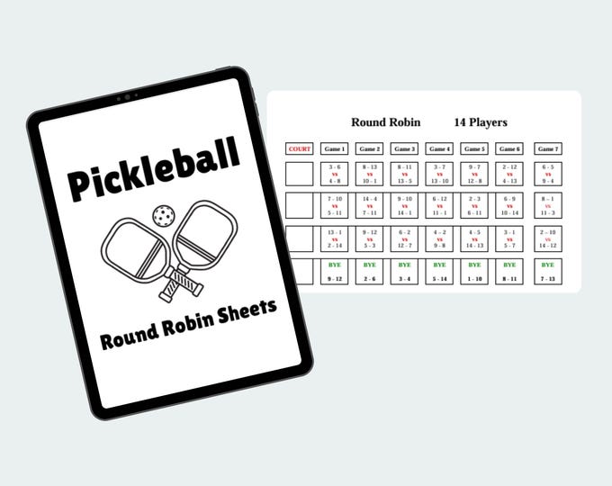 Ultimate Pickleball Tournament Spreadsheet, Player Tournament, 6 to 16 ...