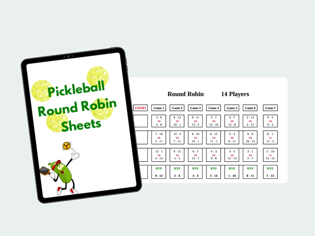 Pickleball Round Robin Sheets Printable Sign up Sheet Round Robin Play ...
