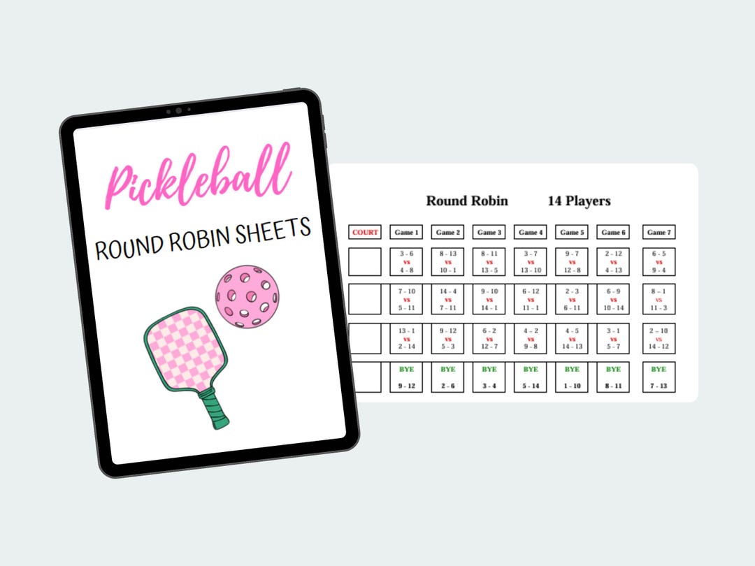 Pickleball Round Robin Sheets: Sign Up, 8-35 Players (digital Download ...