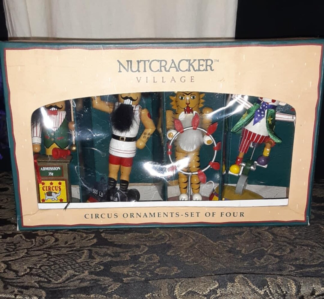 Vintage Nutcracker Village Circus Ornament Set: Clown, Barker, Tiger ...
