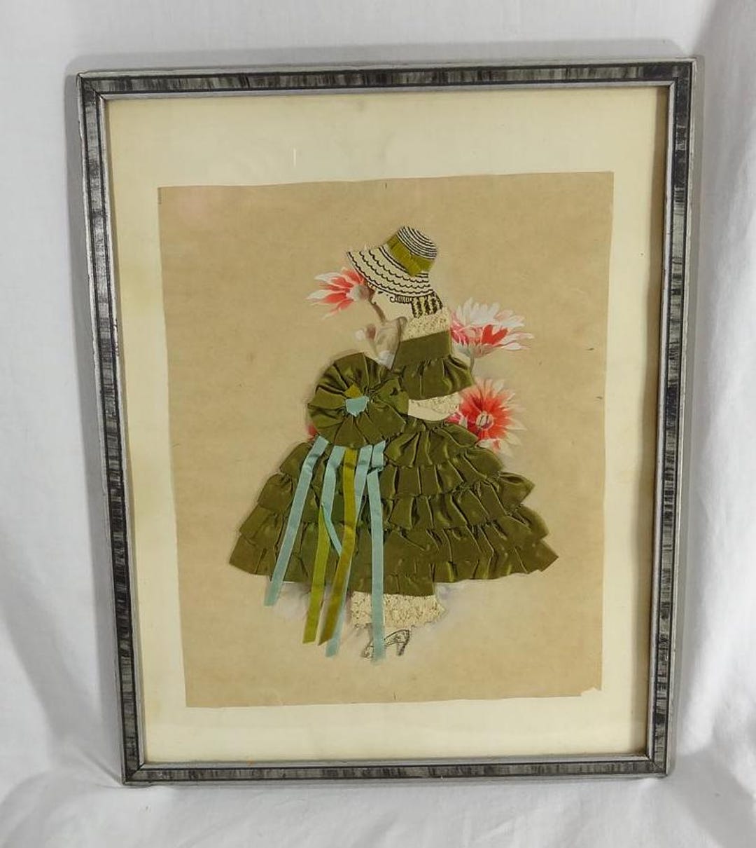 Buy 1920s Paper Doll Antique Ribbon Girl Art Flapper Flowers Painting ...