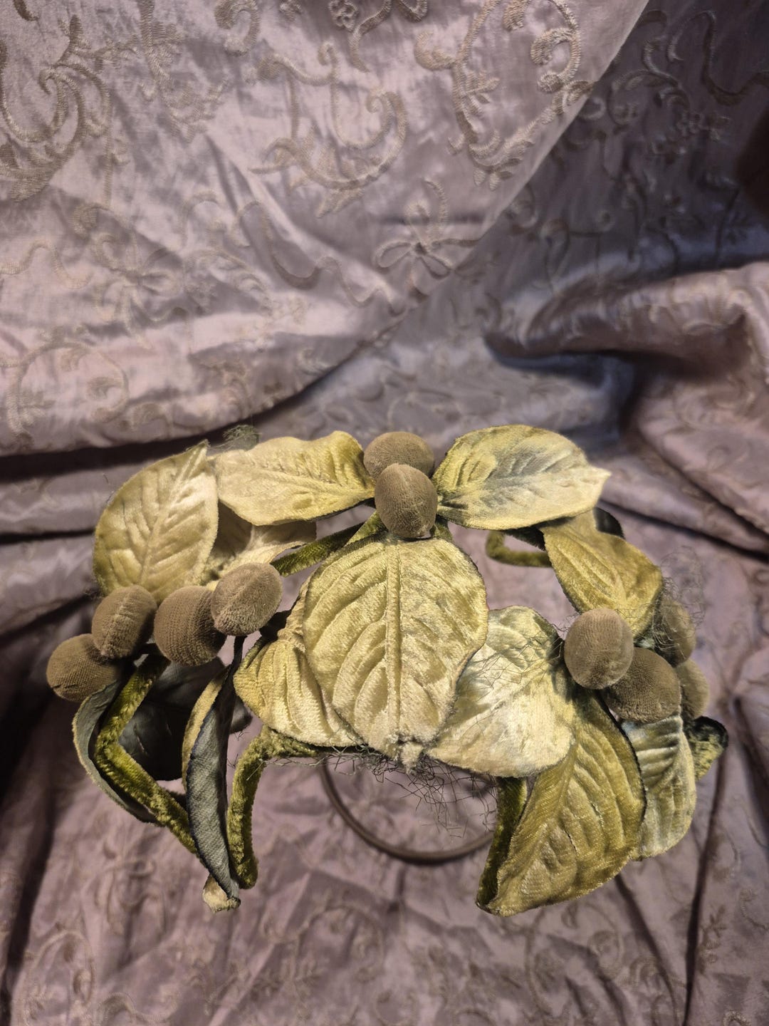Vintage Green Velvet Floral Hat: 1950s Millinery Wedding Headband - Etsy
