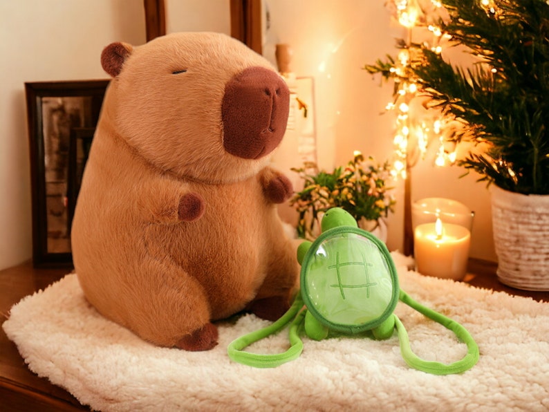 23cm Capybara Plush Turtle Backpack Simulation Capibara Etsy