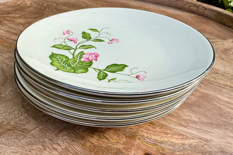 Homer Laughlin Rhythm Series Sweet Pea Pattern With Platinum Trim 5 ...