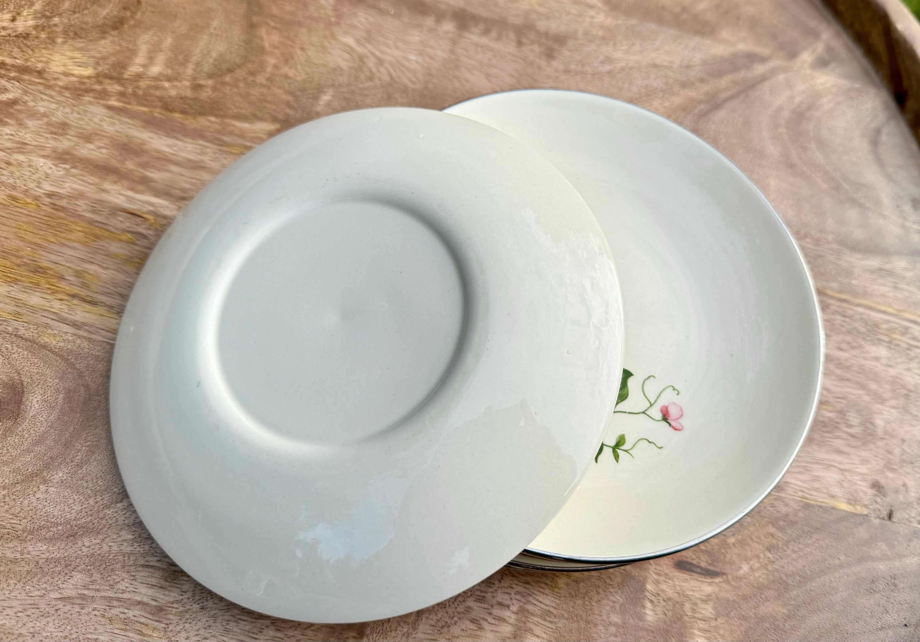 Homer Laughlin Rhythm Series Sweet Pea Pattern With Platinum Trim 5 ...