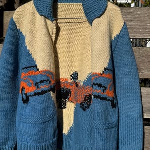 1950’s Cowichan Racecar Handmade Wool Zip up Sweater Gorgeous Vintage ...