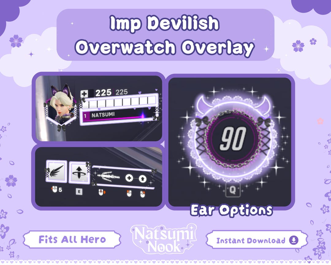 Imp Devilish Mercy Overwatch Overlay | Cute Pink Stream HUD (digital ...