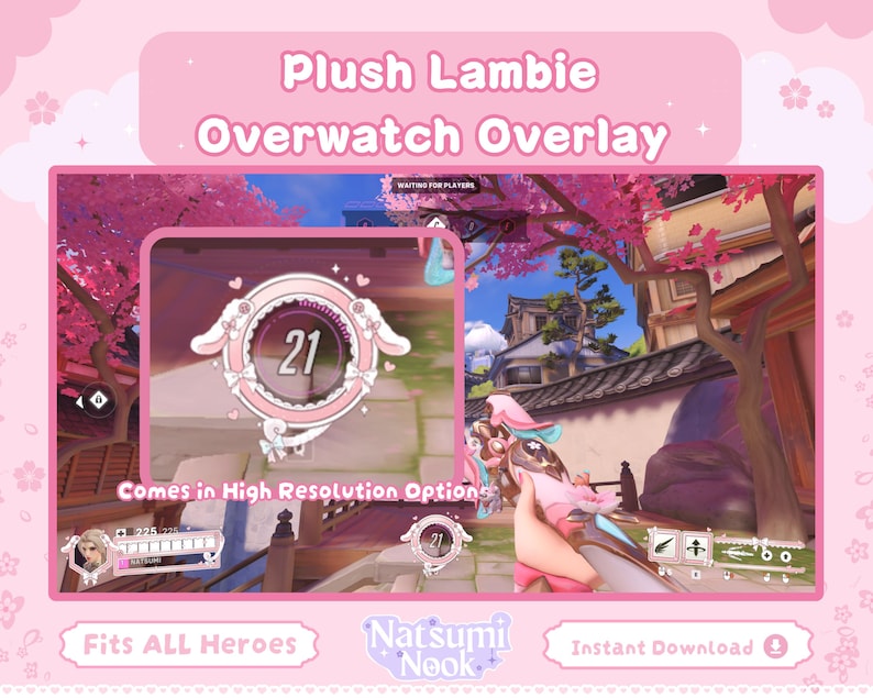 Plush Lamb Overwatch Stream Overlay | Cute Pink Mercy HUD (digital ...