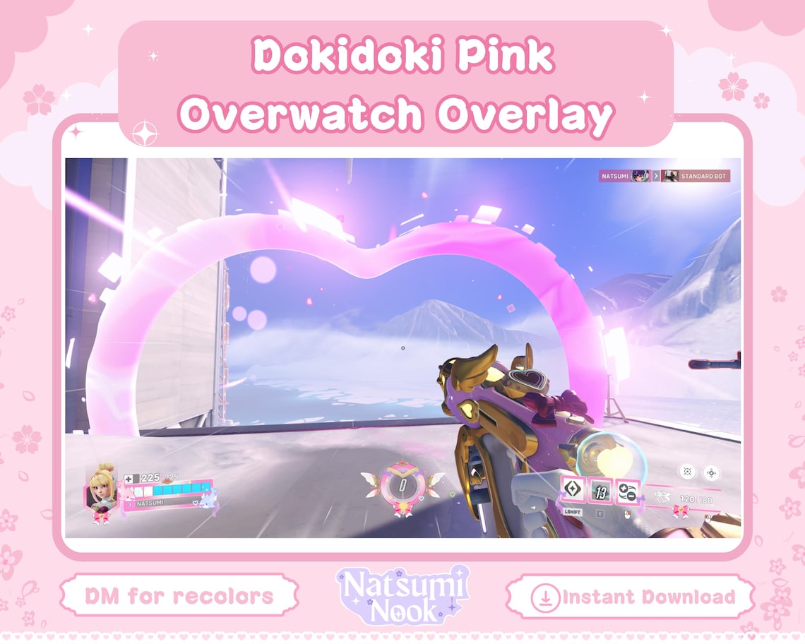 Dokidoki Pink Overwatch Stream Overlay: Customizable HUD (digital ...