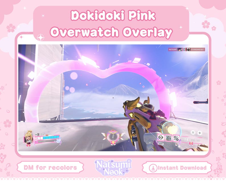 Dokidoki Pink Overwatch Stream Overlay: Customizable HUD (digital ...