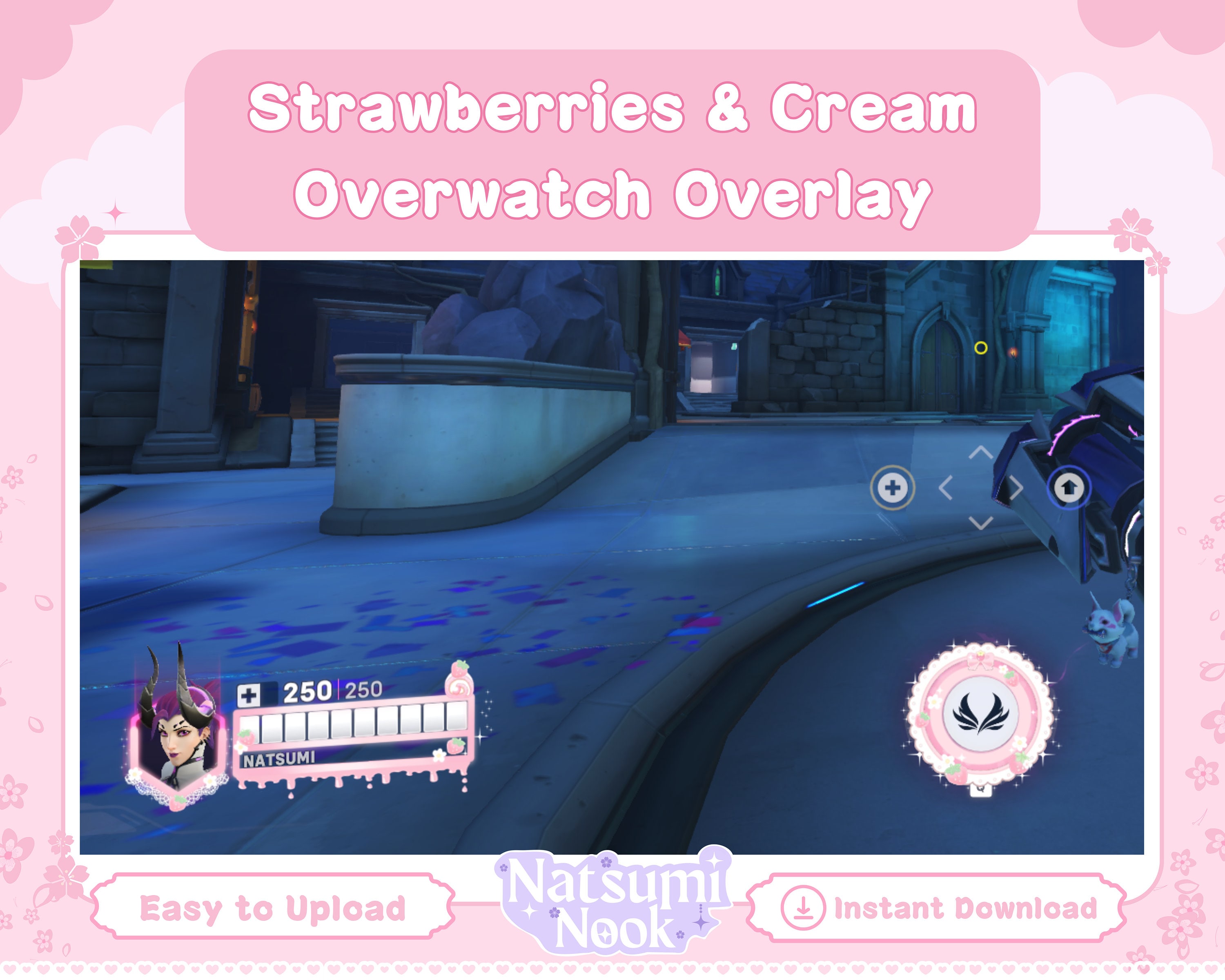 Strawberries & Cream Mercy Overwatch Overlay HUD Customizable Overwatch 2 Game Strawberry Mercy ...