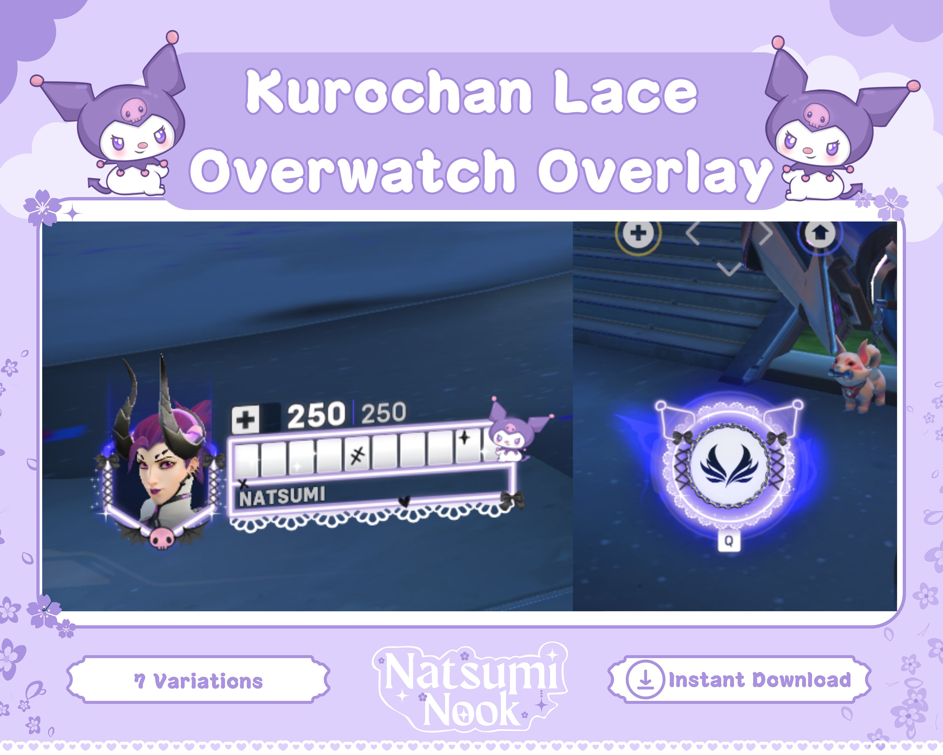 Kurochan Lilac Lace Overwatch Overlay / HUD Personalizable Overwatch 2 ...