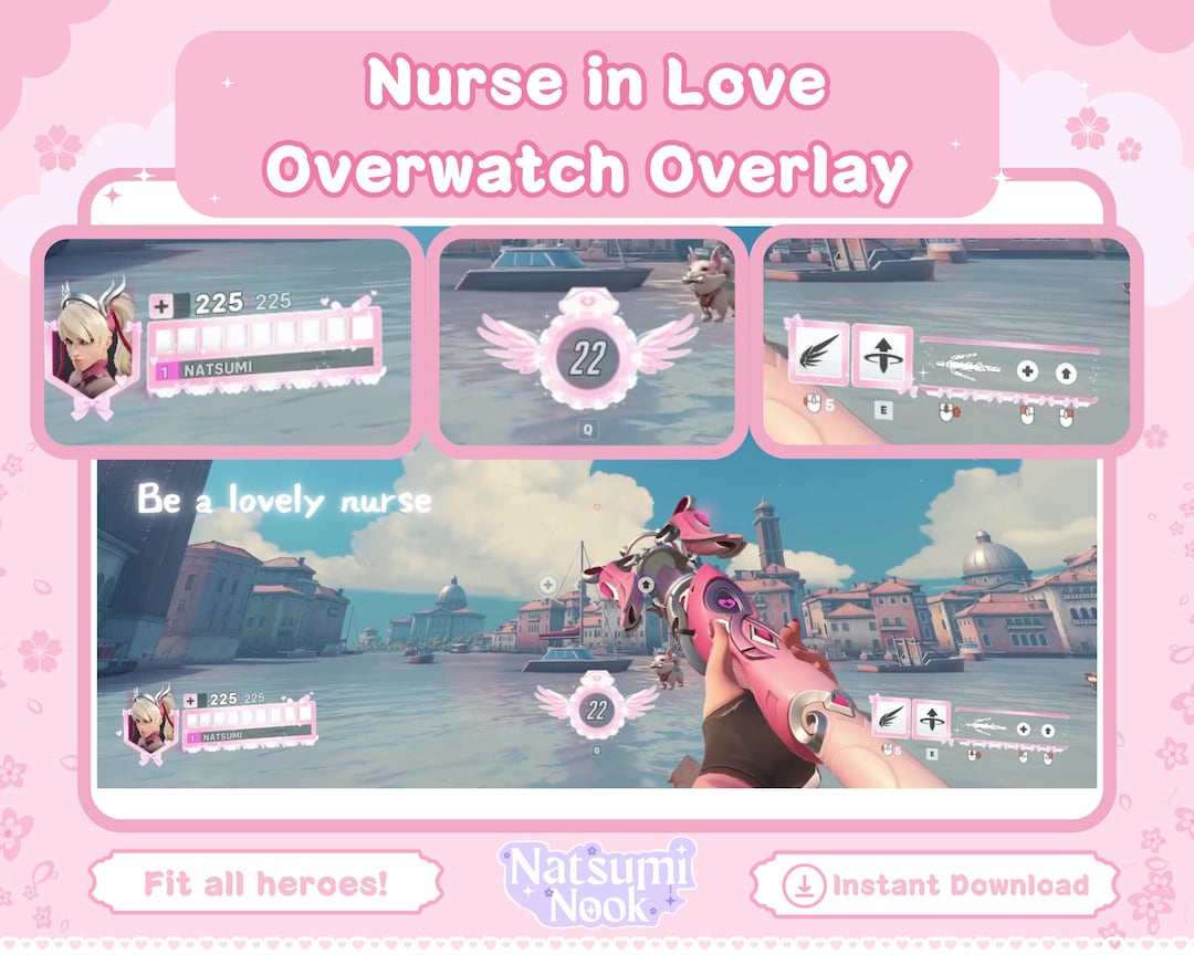 Nurse Mercy Overwatch Stream Overlay: Customizable HUD, Emotes (digital ...