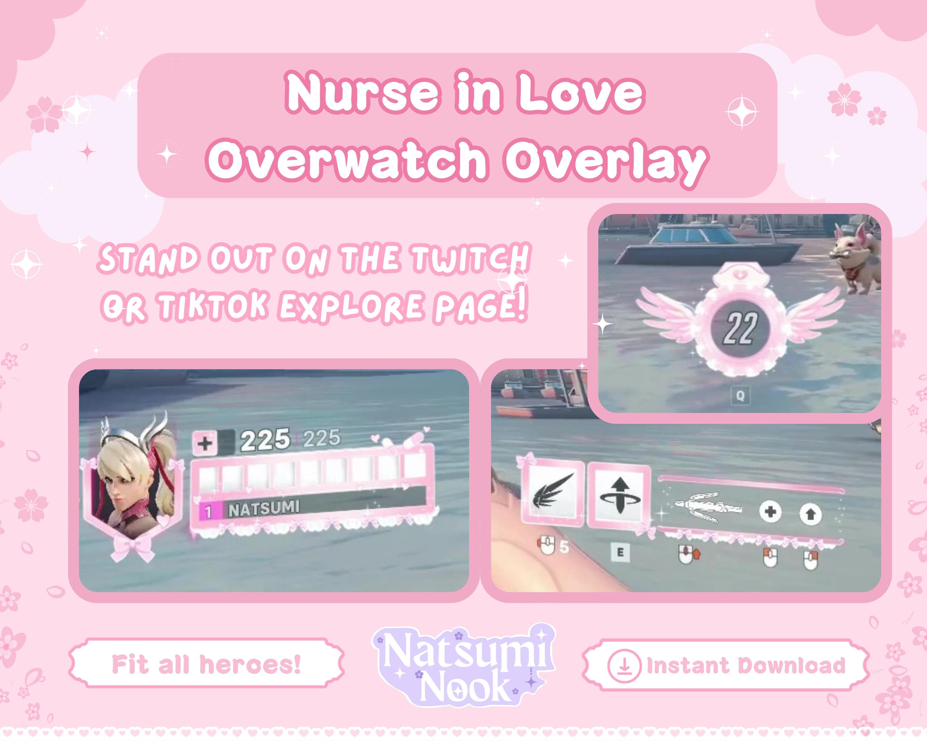 Nurse Mercy Overwatch Stream Overlay: Customizable HUD, Emotes (digital ...