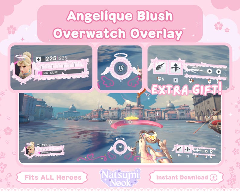 Angelique Blush Overwatch Stream Overlay: Customizable HUD, Emotes ...