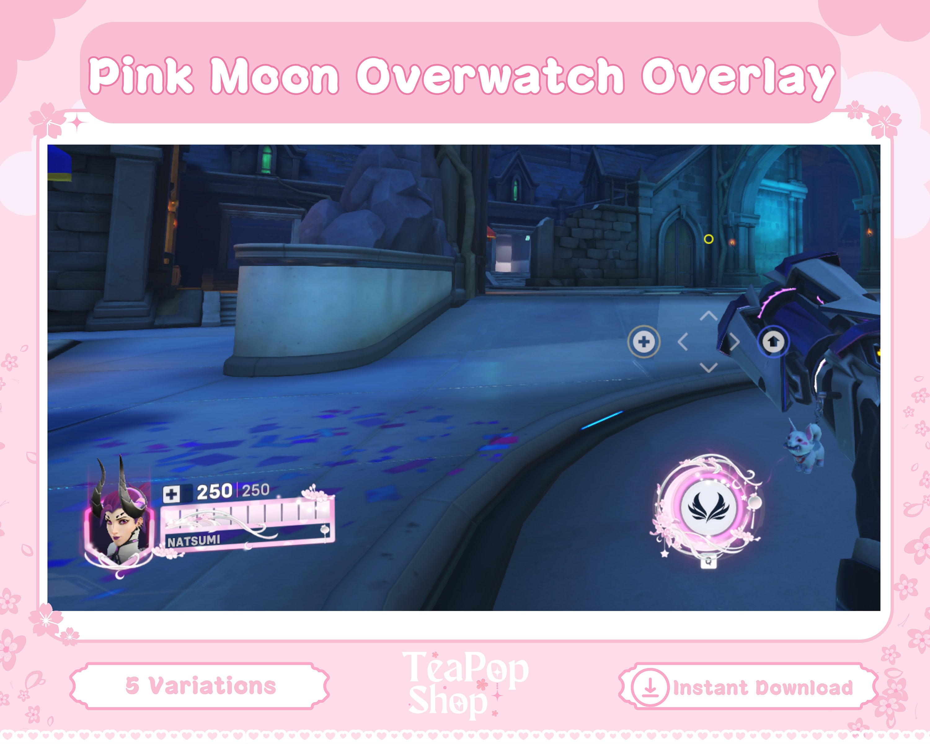 Pink Lily Moon Overwatch Overlay HUD Customizable Overwatch 2 Game Moon ...