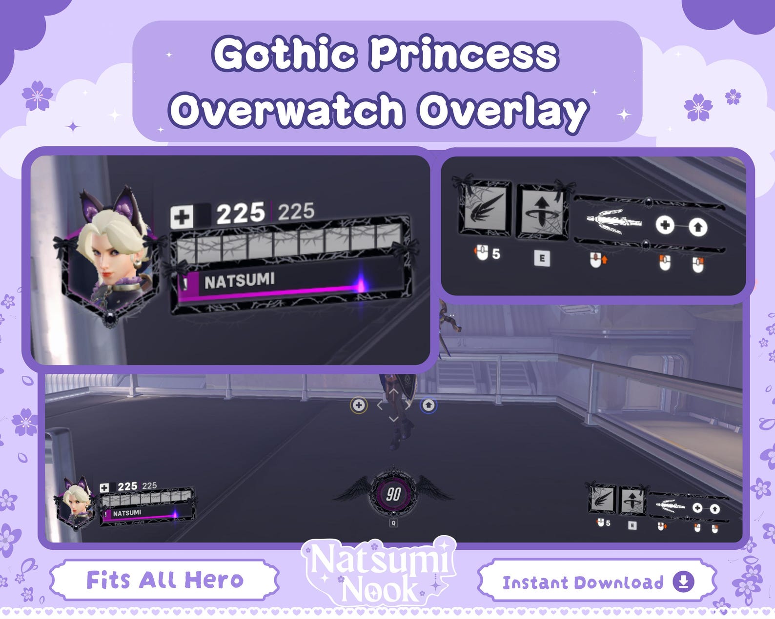 Gothic Princess Overwatch Stream Overlay: Black Wings HUD (digital ...
