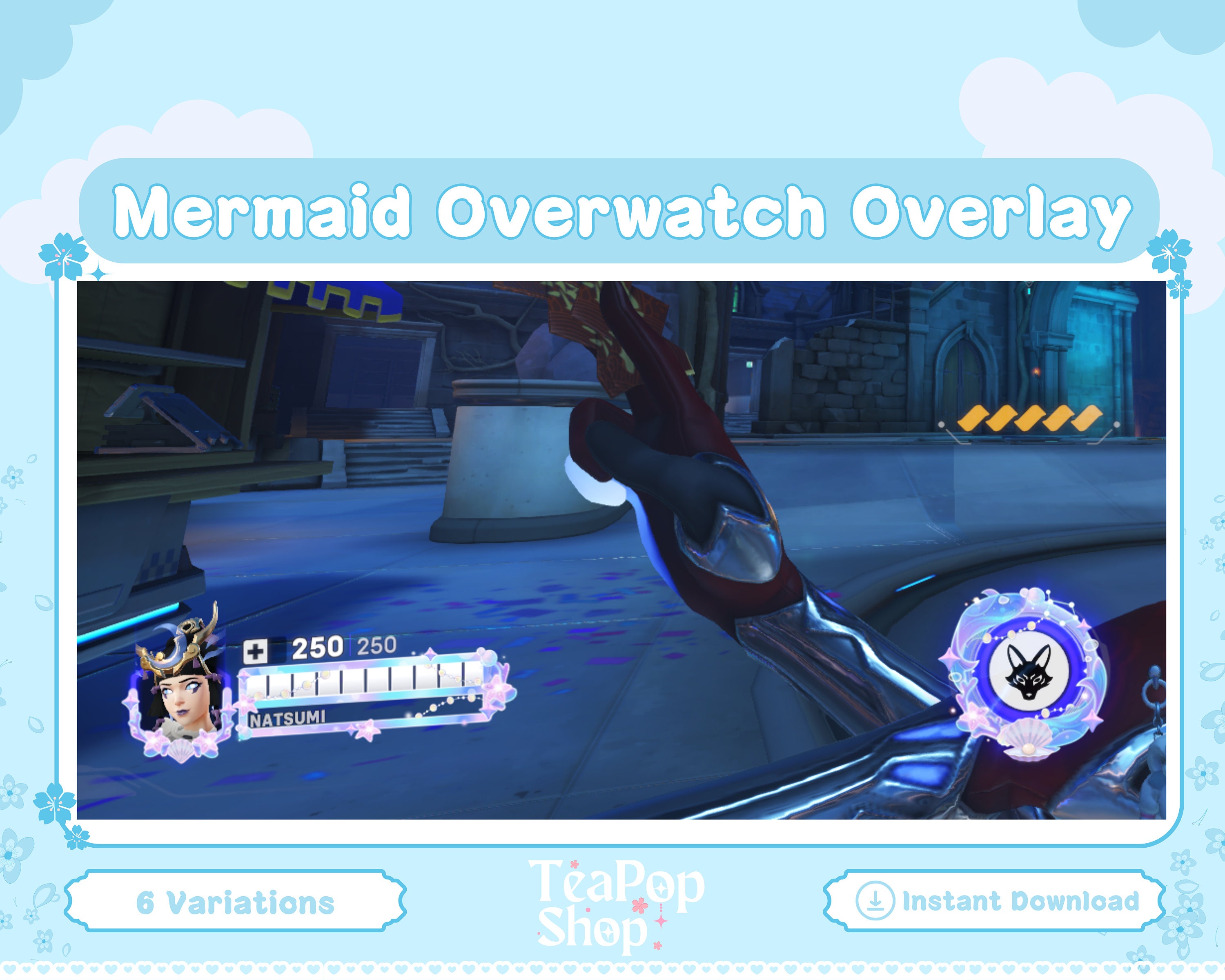 Mermaid Overwatch Overlay Overwatch HUD Overlay Overwatch 2 Game Kiriko ...