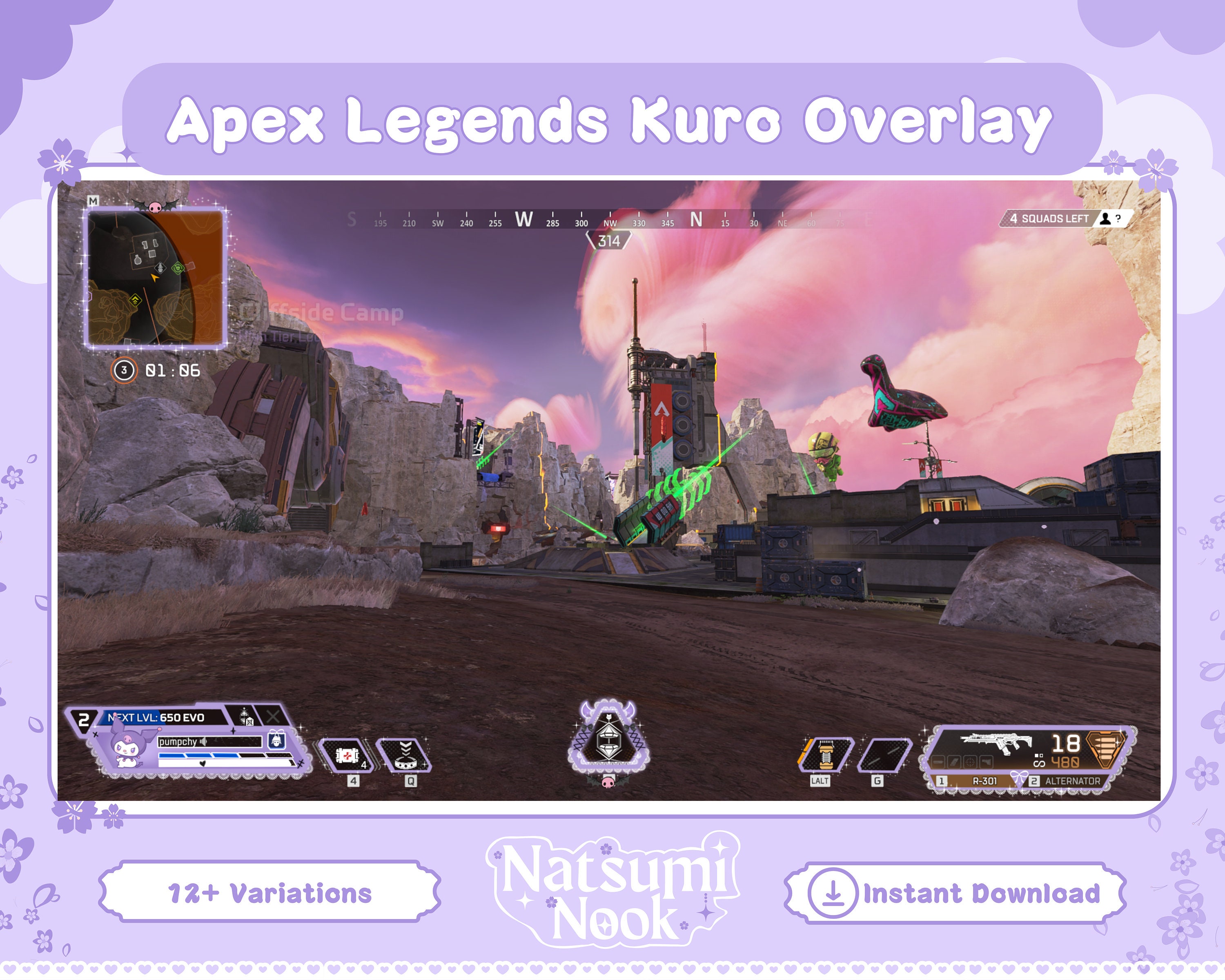 Kurochan Purple Lace Apex Overlay Apex Legends Overlay Stream Apex ...