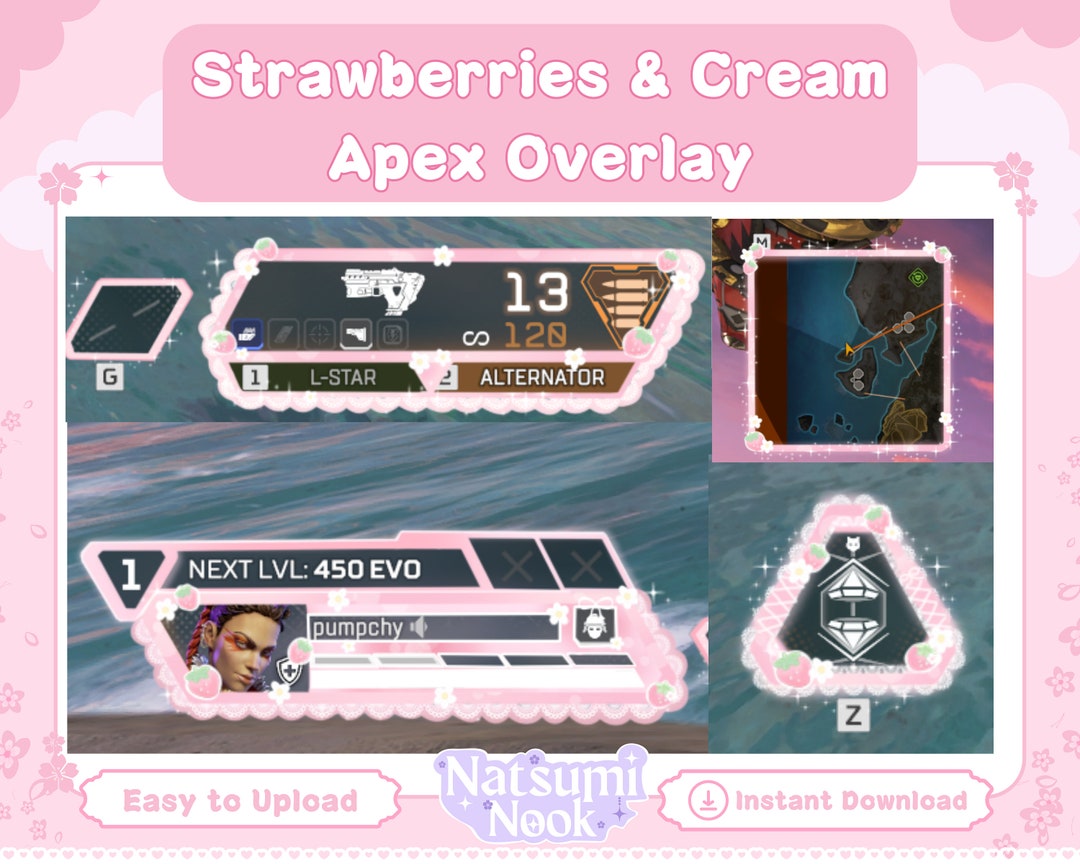 Strawberries & Cream Apex Overlay | Apex Legends Overlay Stream | Apex Legends Custom Health Bar ...
