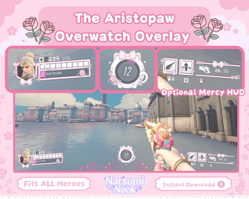 Aristopaw Overwatch Stream Overlay | Cute Cat Mercy Wings (digital ...