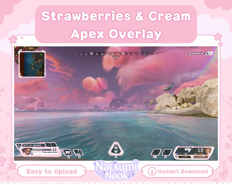 Strawberries & Cream Apex Legends Stream Overlay: Coquette Lace ...