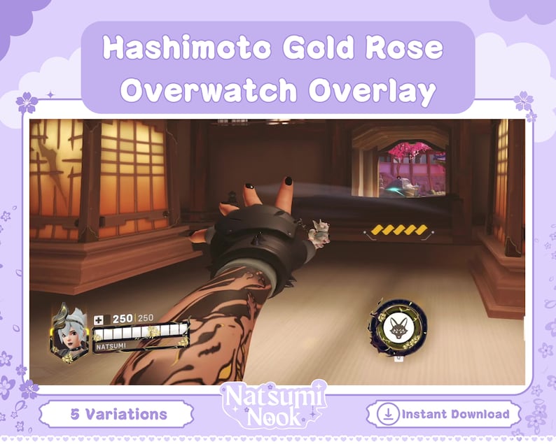 Gold Rose Hashimoto Kiriko Overwatch Overlay HUD Customizable Overwatch ...