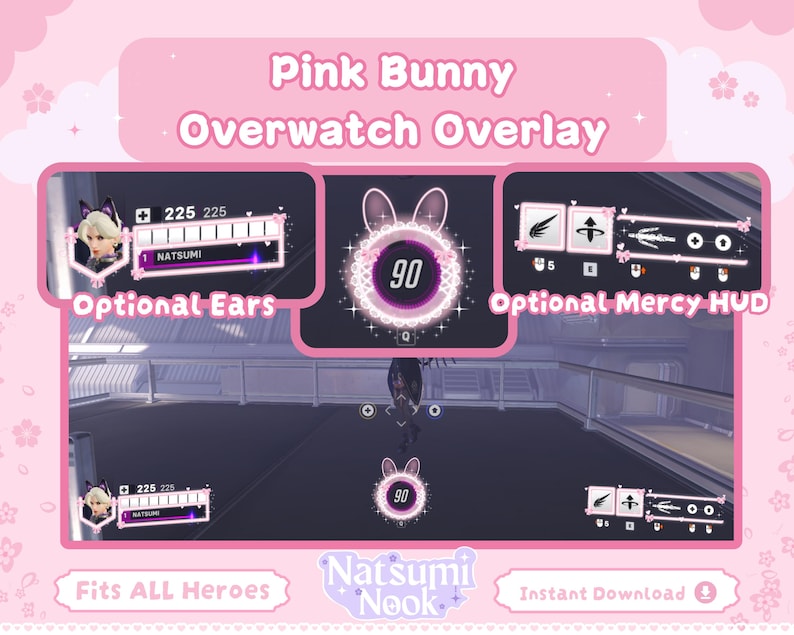 Pink Bunny Overwatch Stream Overlay: Mercy Wings HUD (digital Download ...