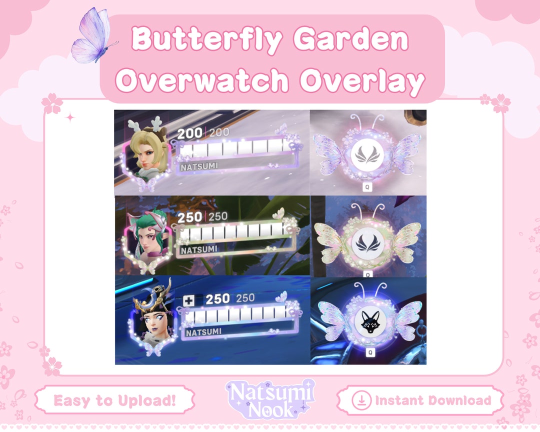 Butterfly Garden Overwatch Overlay 3 PACK | HUD Customizable Overwatch ...