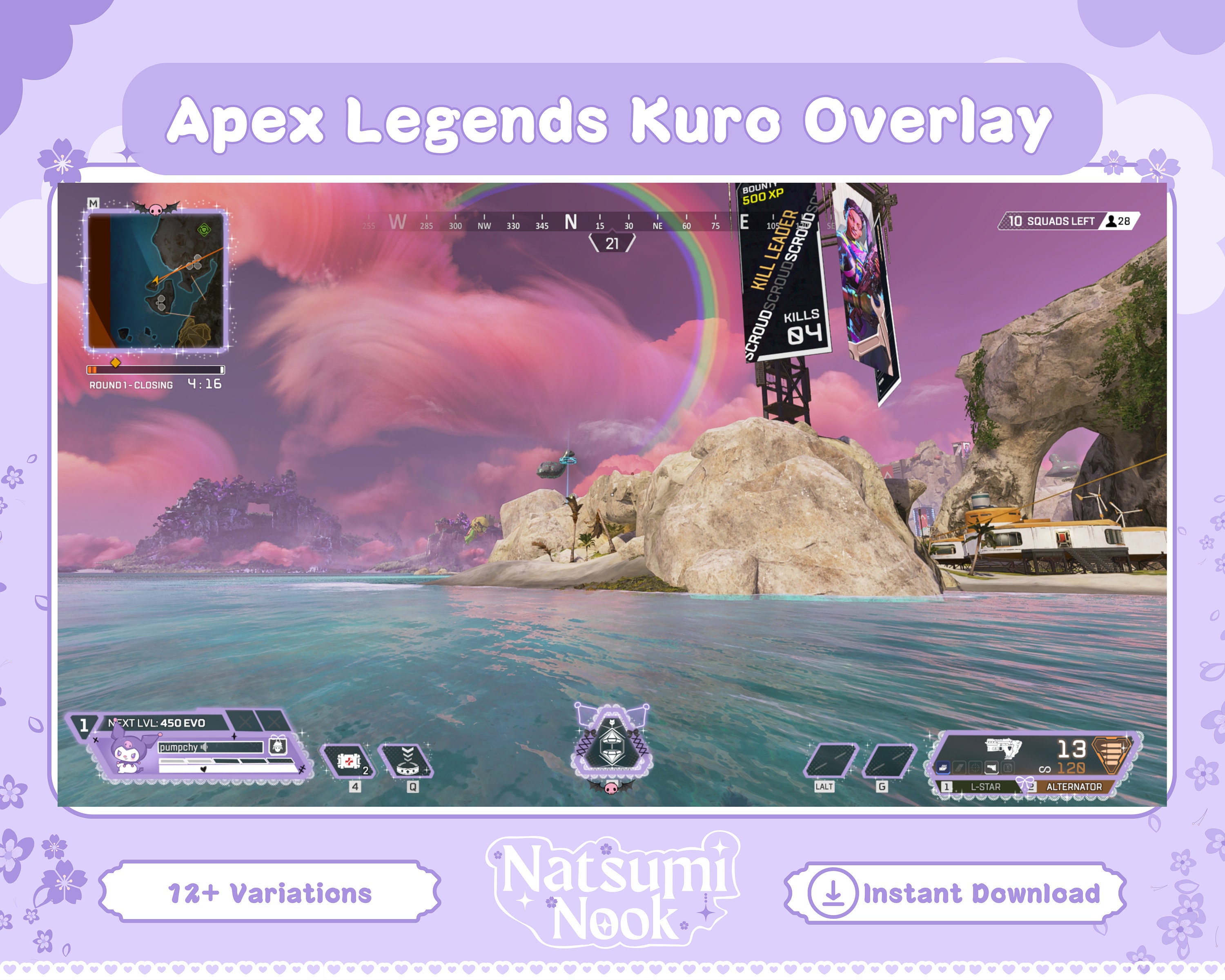 Purple Lace Apex Legends Stream Overlay: Kurochan Coquette Design ...