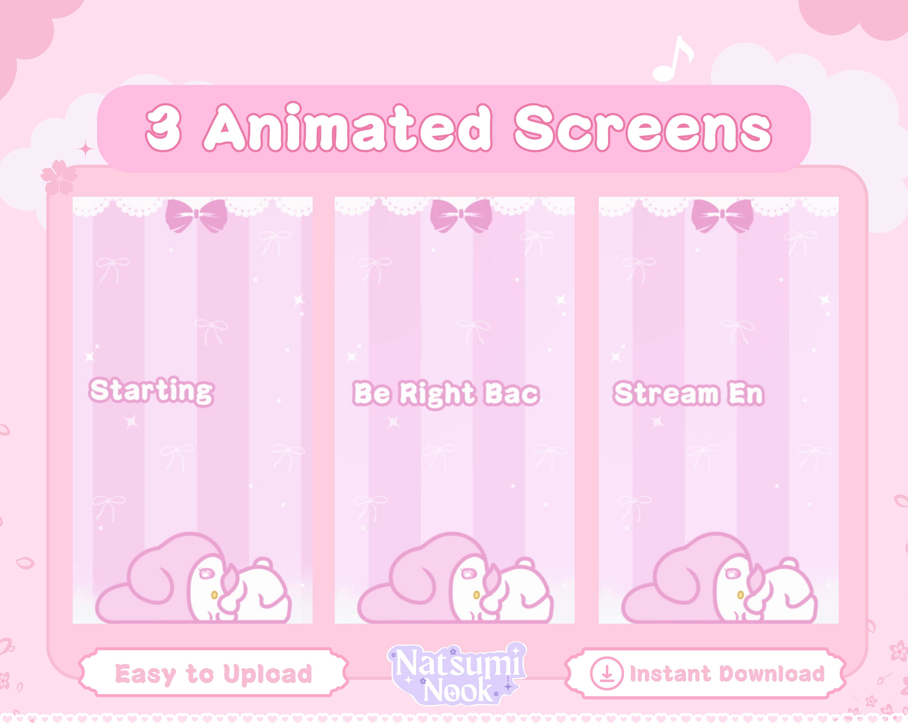 Melody Dreams Tiktok Stream Overlay Package Pink Cute Kawaii Aesthetic ...
