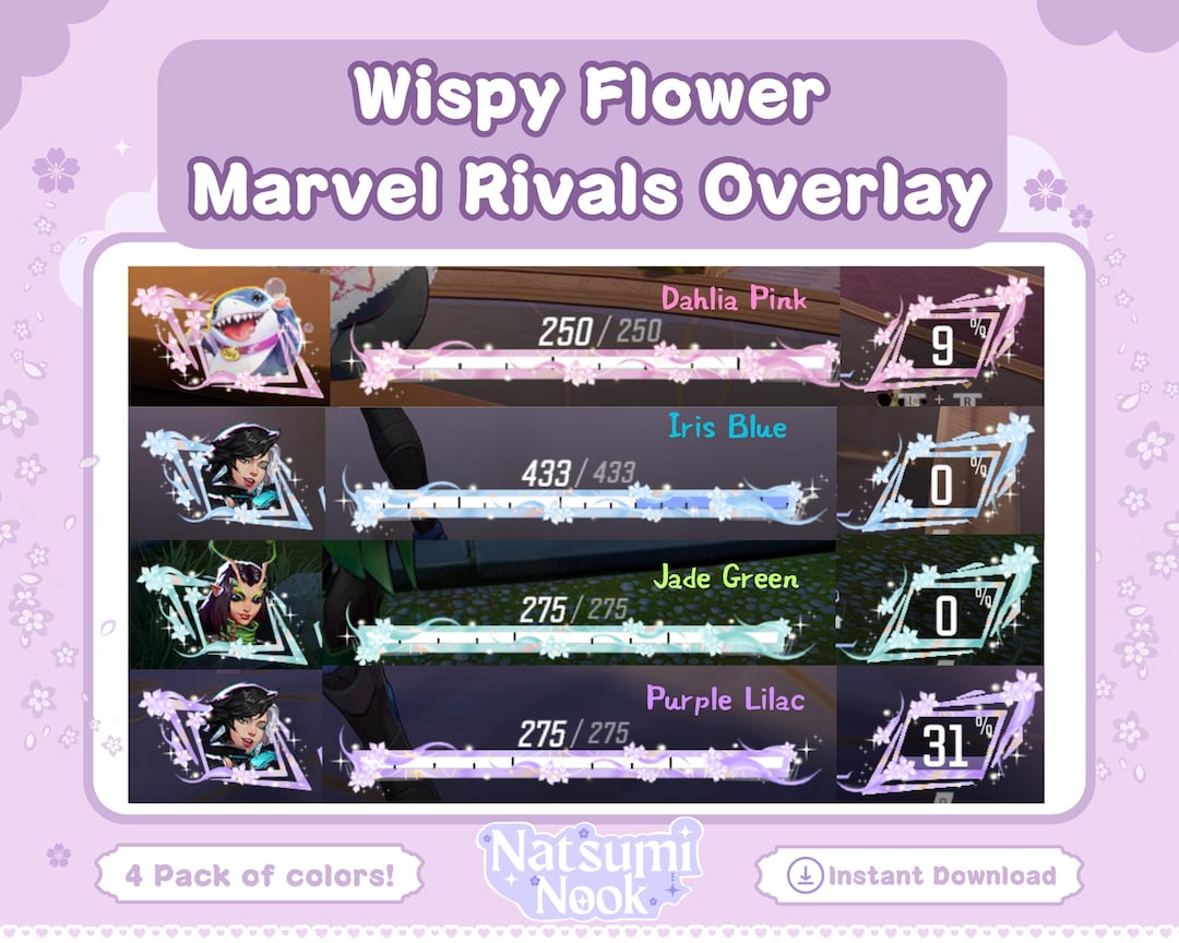 Wispy Flower 4 PACK Marvel Rivals Overlay | Customizable Marvel Rivals ...