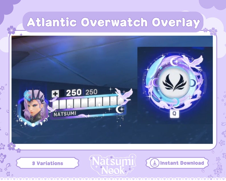 Mercy Atlantic Moon Overwatch Stream Overlay: Customizable HUD (digital ...