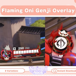 Flaming Oni Red Genji Overwatch Overlay | HUD Customizable Overwatch 2 ...