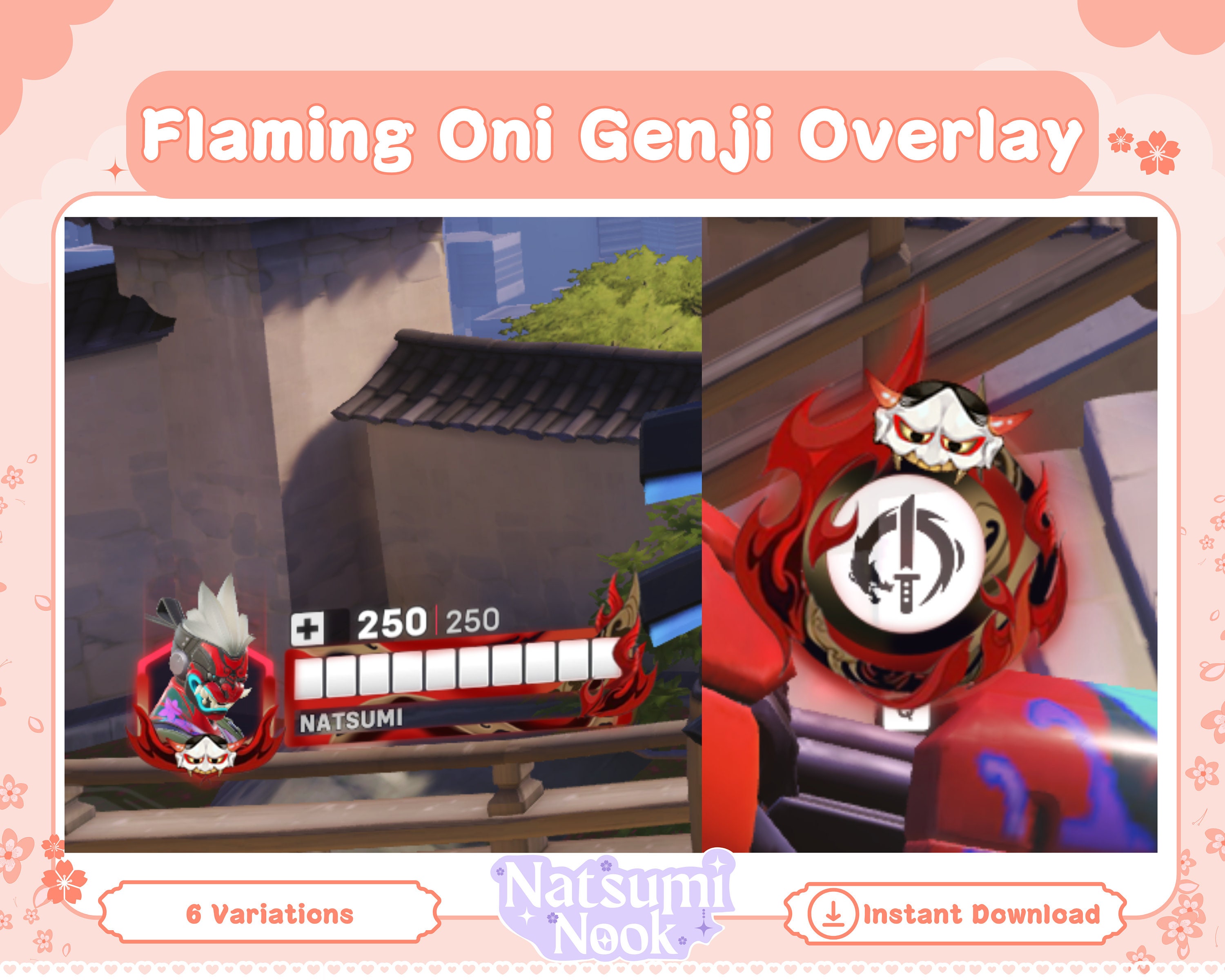 Flaming Oni Genji Overwatch Stream Overlay: Customizable HUD, Twitch ...