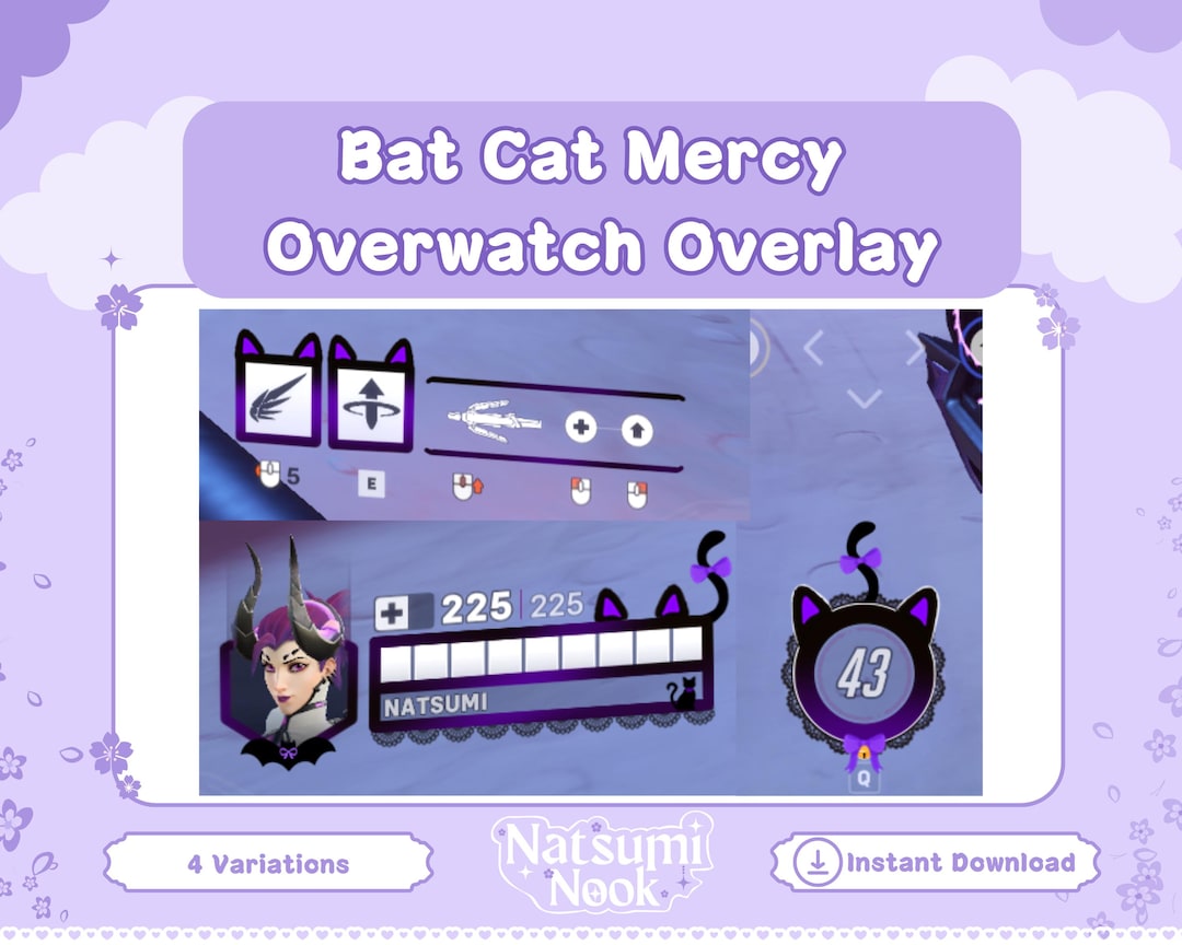 Bat Cat Mercy Overwatch Stream Overlay: Customizable HUD (digital ...