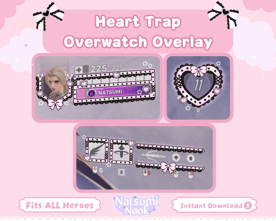 Heart Trap Jirai Kei Overwatch Stream Overlay: Pink Mercy Wings ...