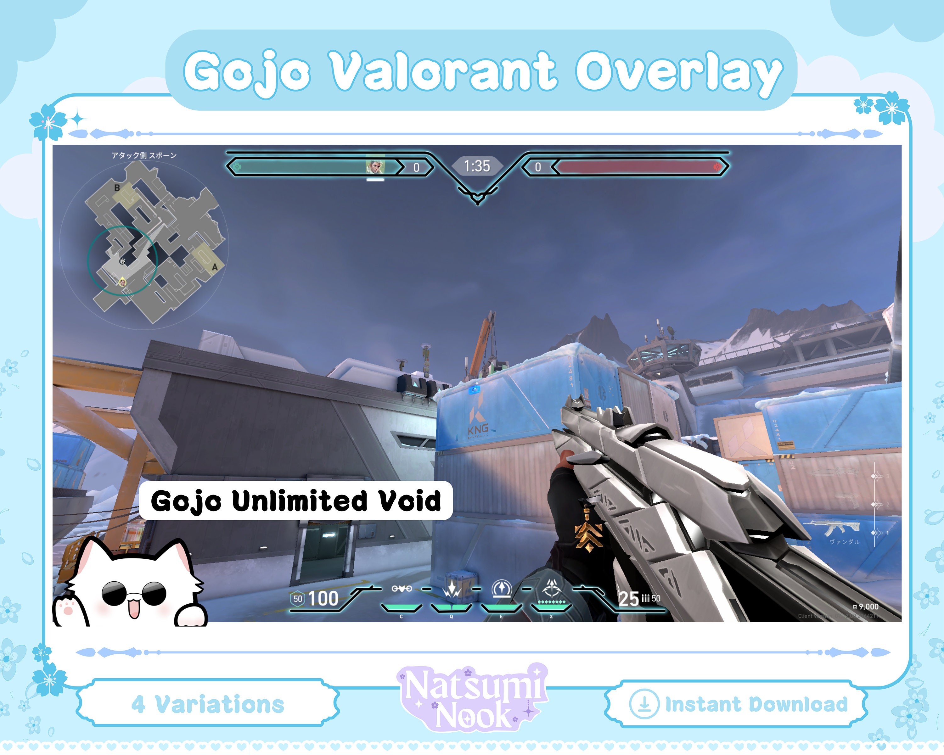 Animated Gojo Cat Valorant Stream Overlay: Customizable HUD (digital ...