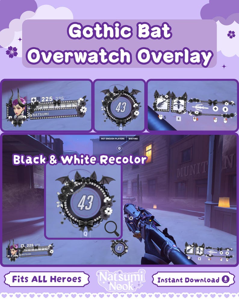 Gothic Bat Overwatch Stream Overlay: Customizable HUD, Twitch/youtube ...