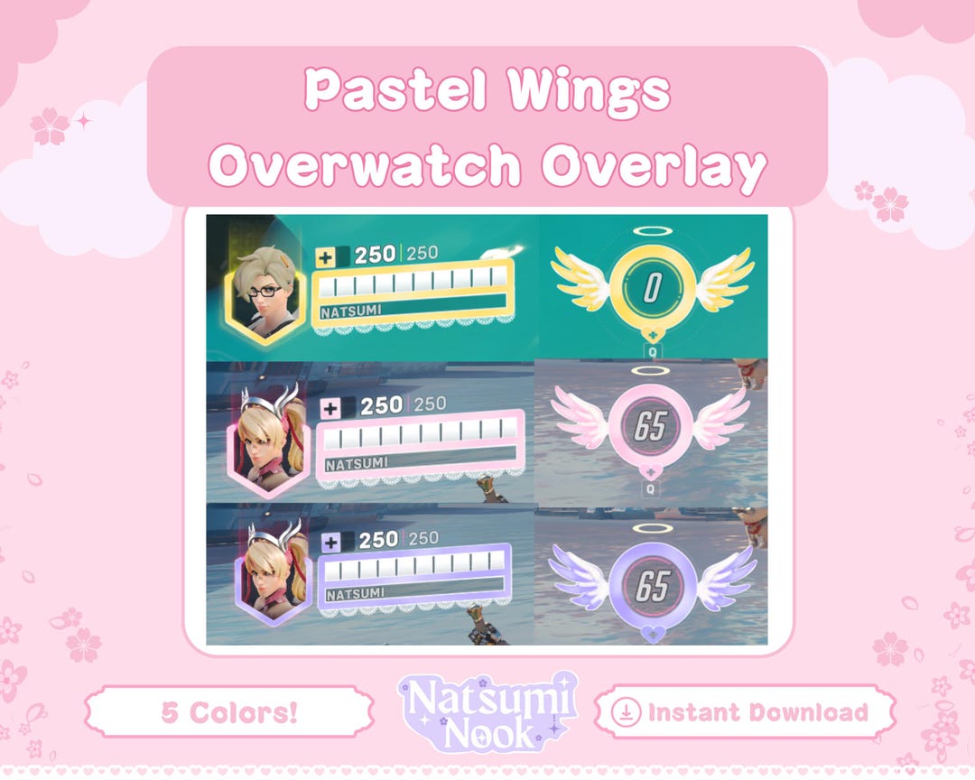 Pastel Wings Overwatch Overlay 5 PACK | HUD Customizable Overwatch 2 ...