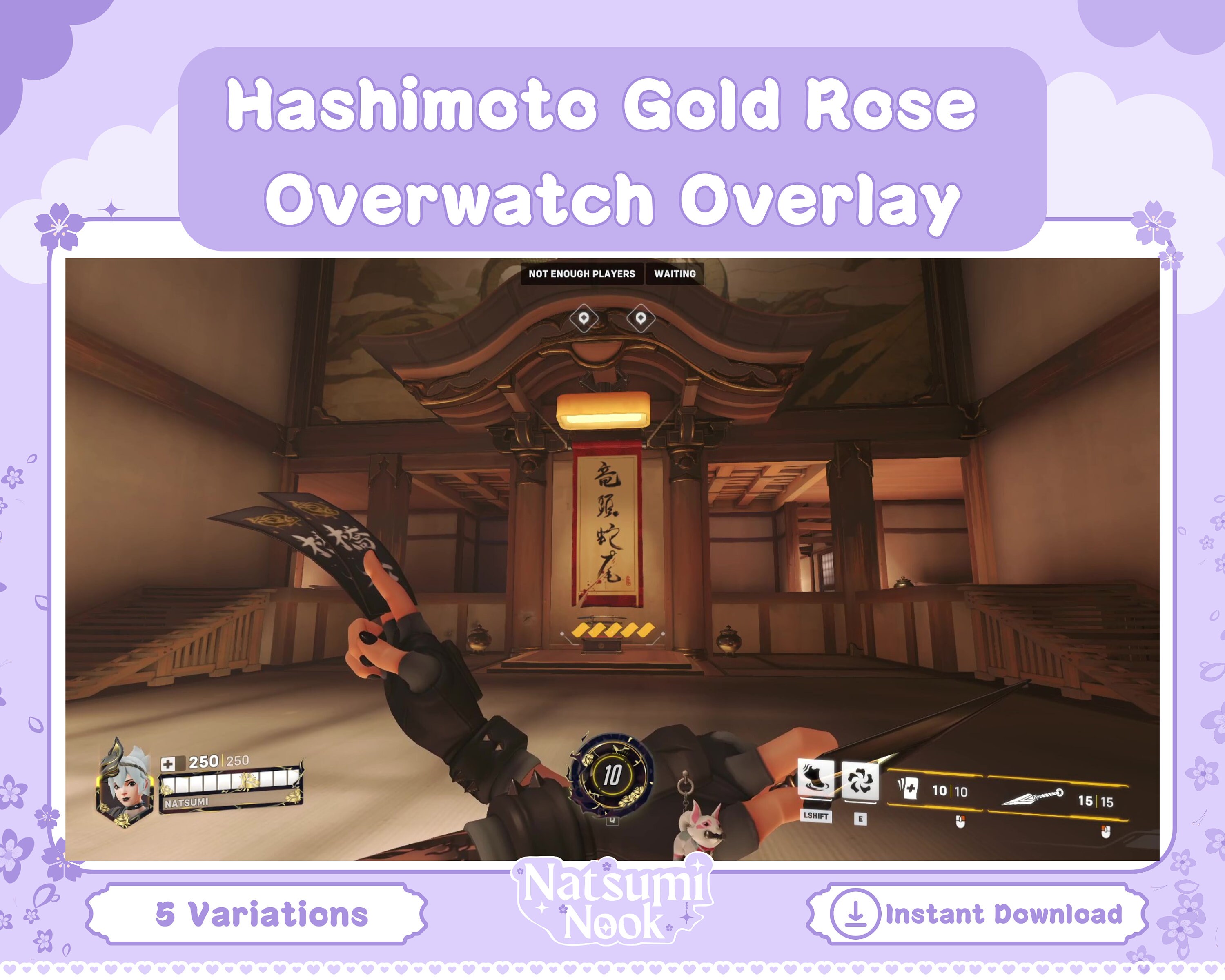 Gold Rose Kiriko Overwatch Stream Overlay: Customizable HUD (digital ...