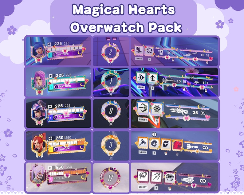 Magical Hearts Overwatch Stream Overlay 5-pack: Customizable HUD ...