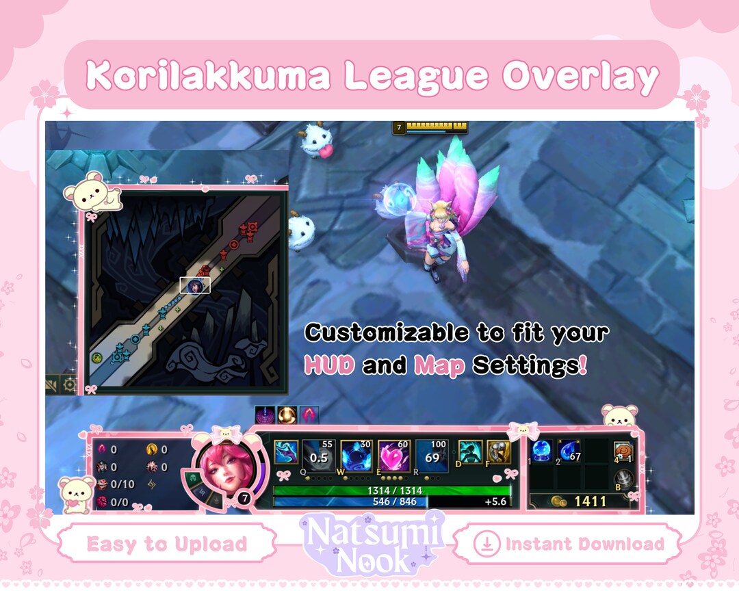 Bear Lace Pink League of Legends Game Overlay Stream | Bear Overlay ...