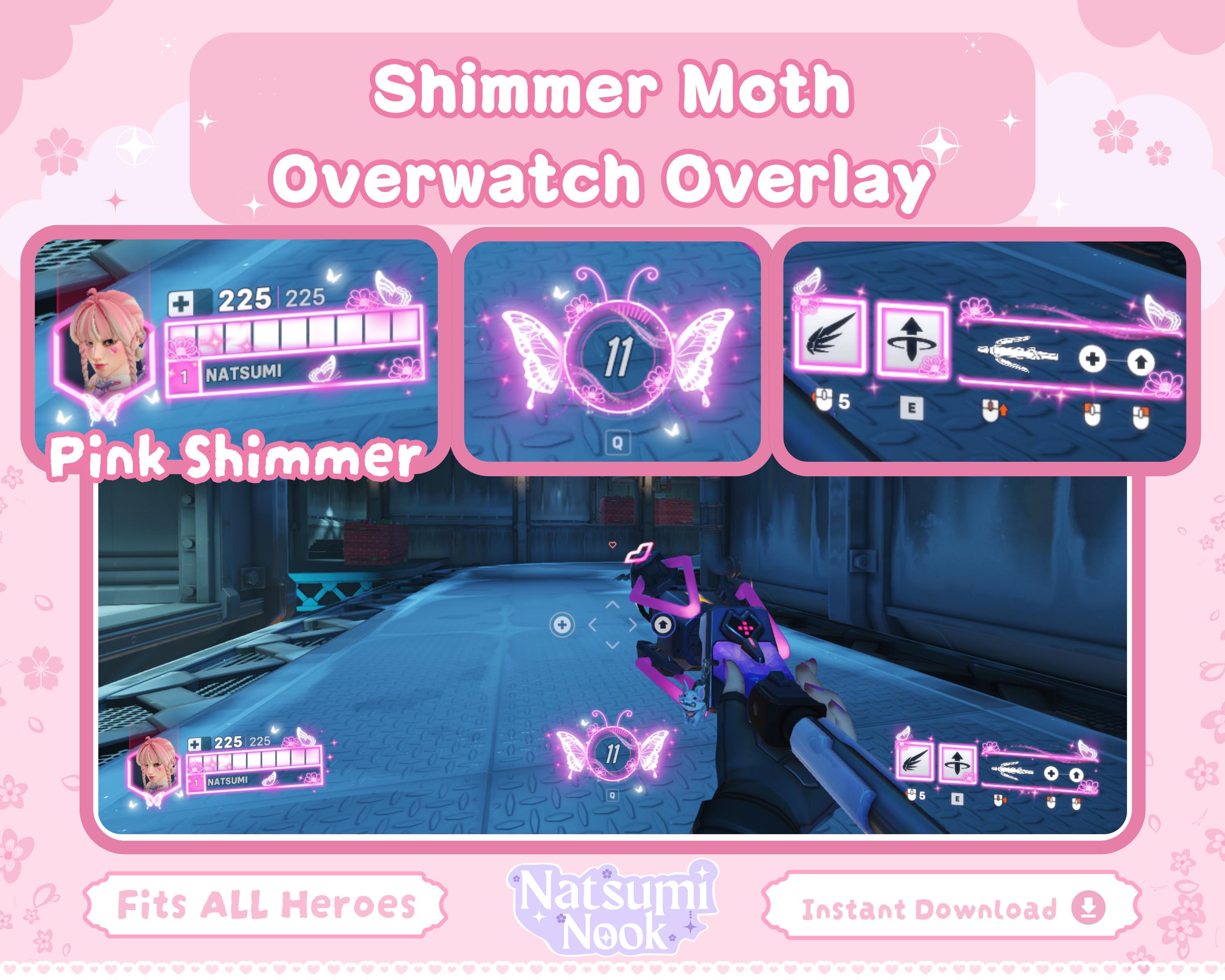 Shimmer Moth Overwatch Stream Overlay | Pink Mercy Wings HUD (digital ...