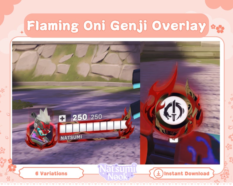 Flaming Oni Red Genji Overwatch Overlay HUD Customizable Overwatch 2 ...