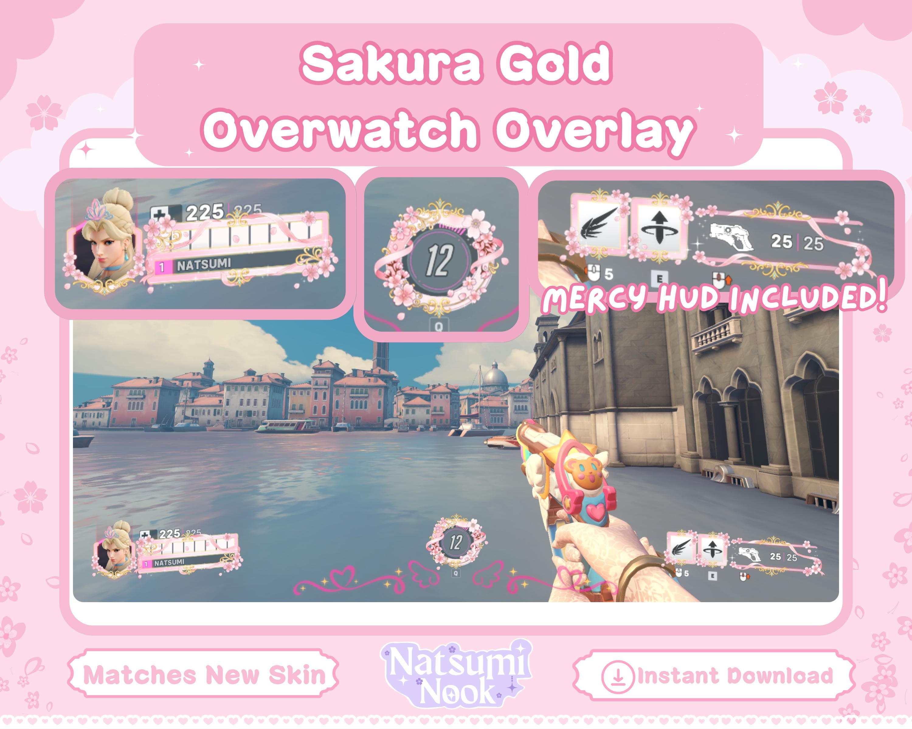 Sakura Gold Overwatch Stream Overlay | Pink Mercy HUD (digital Download ...